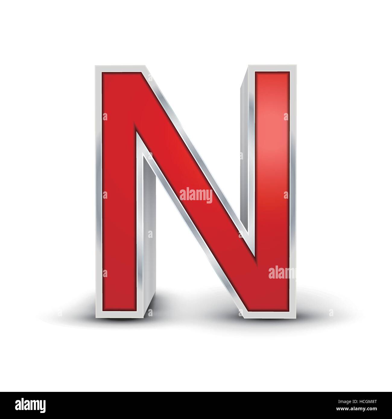 3d red metallic letter N isolated on white background Stock Vector ...