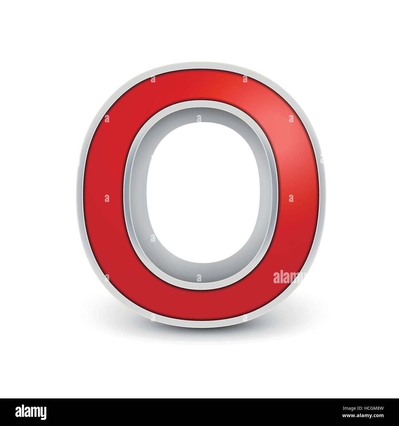3d red metallic letter O isolated on white background Stock Vector ...