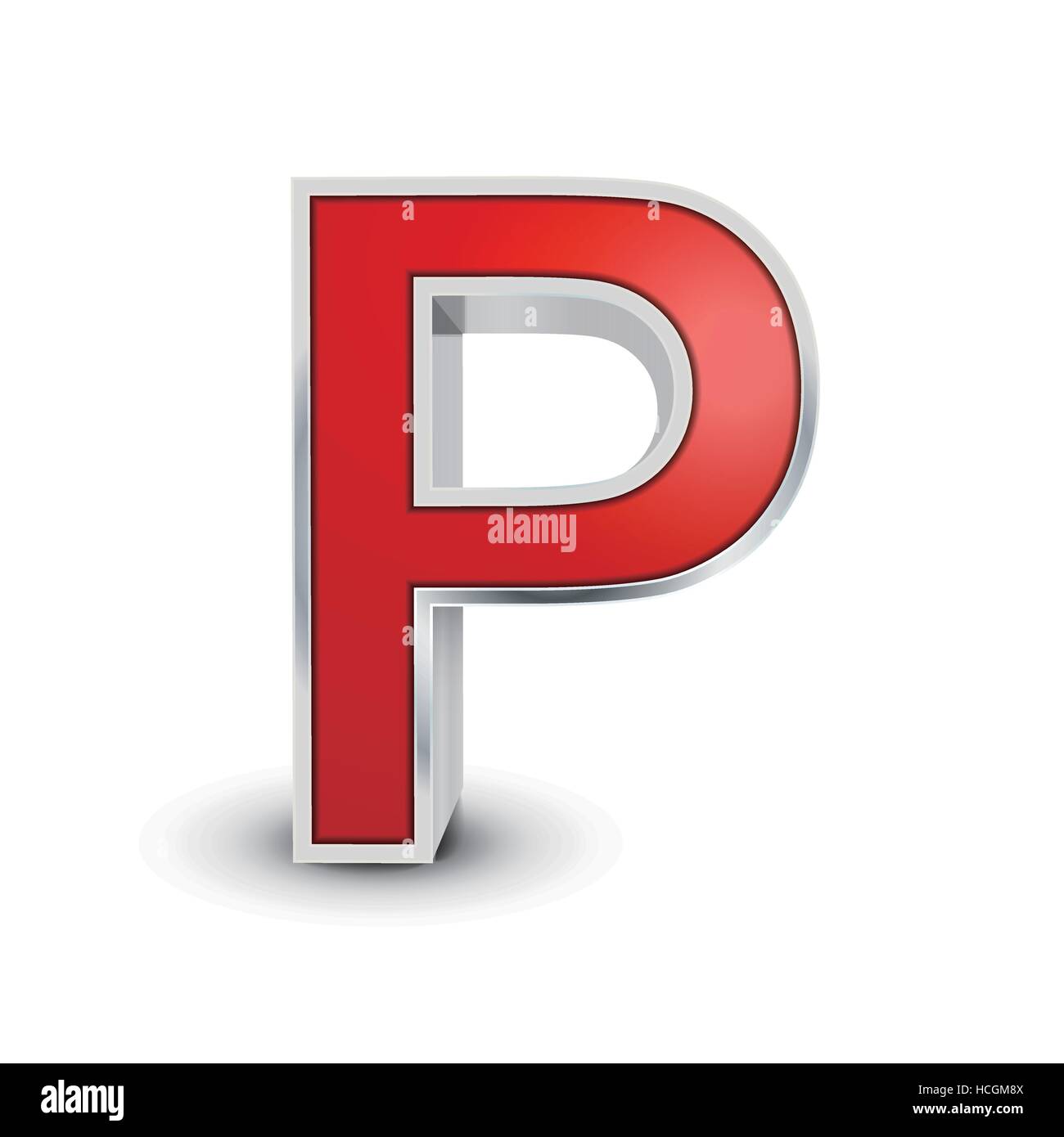 3d red metallic letter P isolated on white background Stock Vector ...