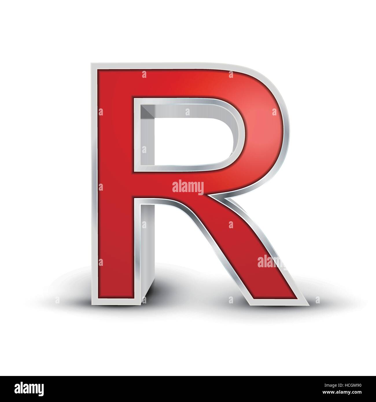 3d red metallic letter R isolated on white background Stock Vector ...