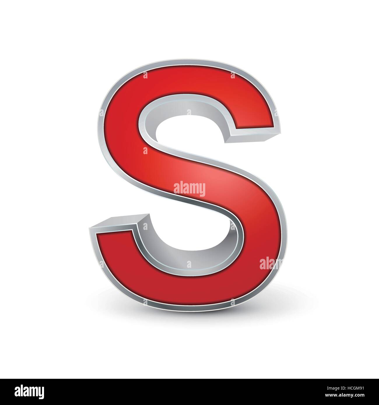 3d red metallic letter S isolated on white background Stock Vector ...