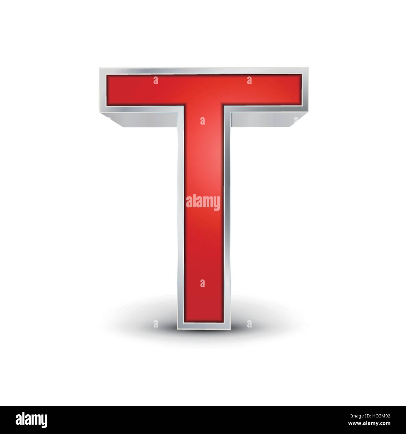 3d red metallic letter T isolated on white background Stock Vector ...