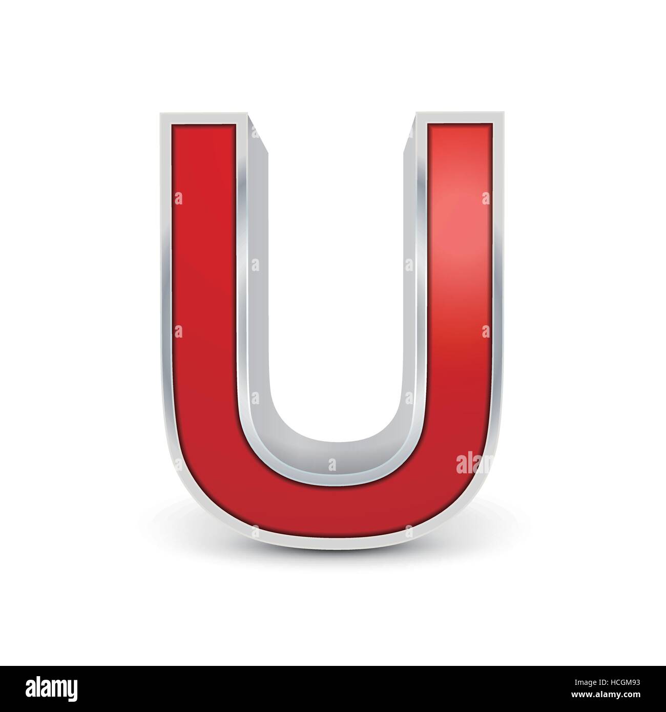 3d red metallic letter U isolated on white background Stock Vector ...