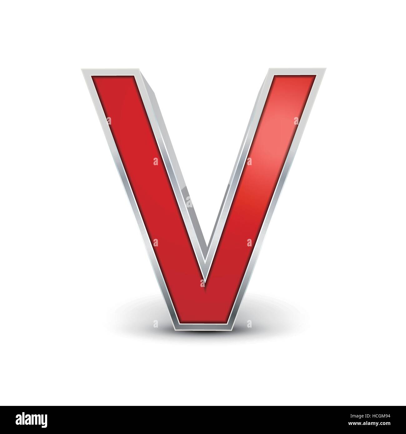 3d red metallic letter V isolated on white background Stock Vector ...