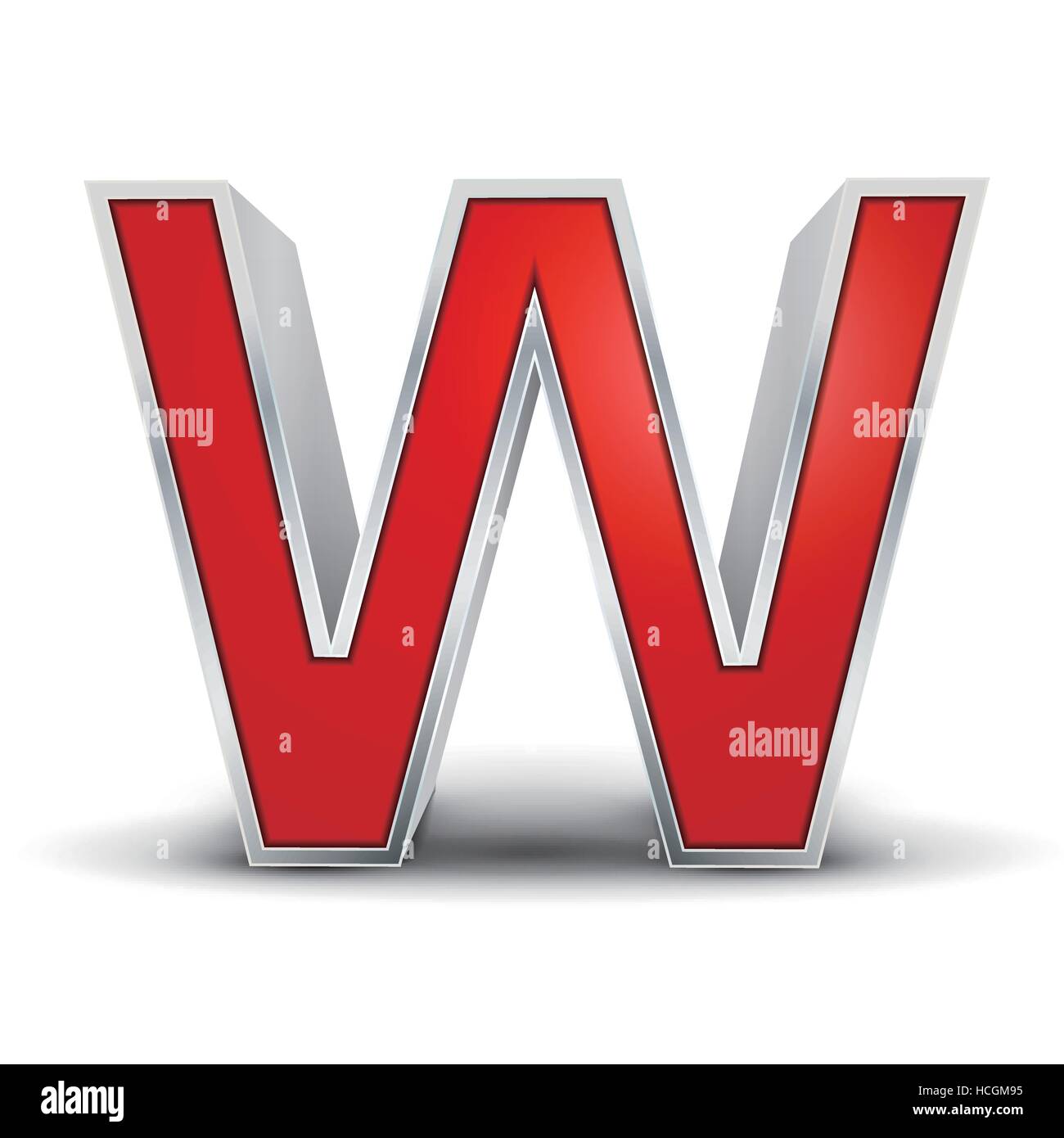 3d red metallic letter W isolated on white background Stock Vector ...