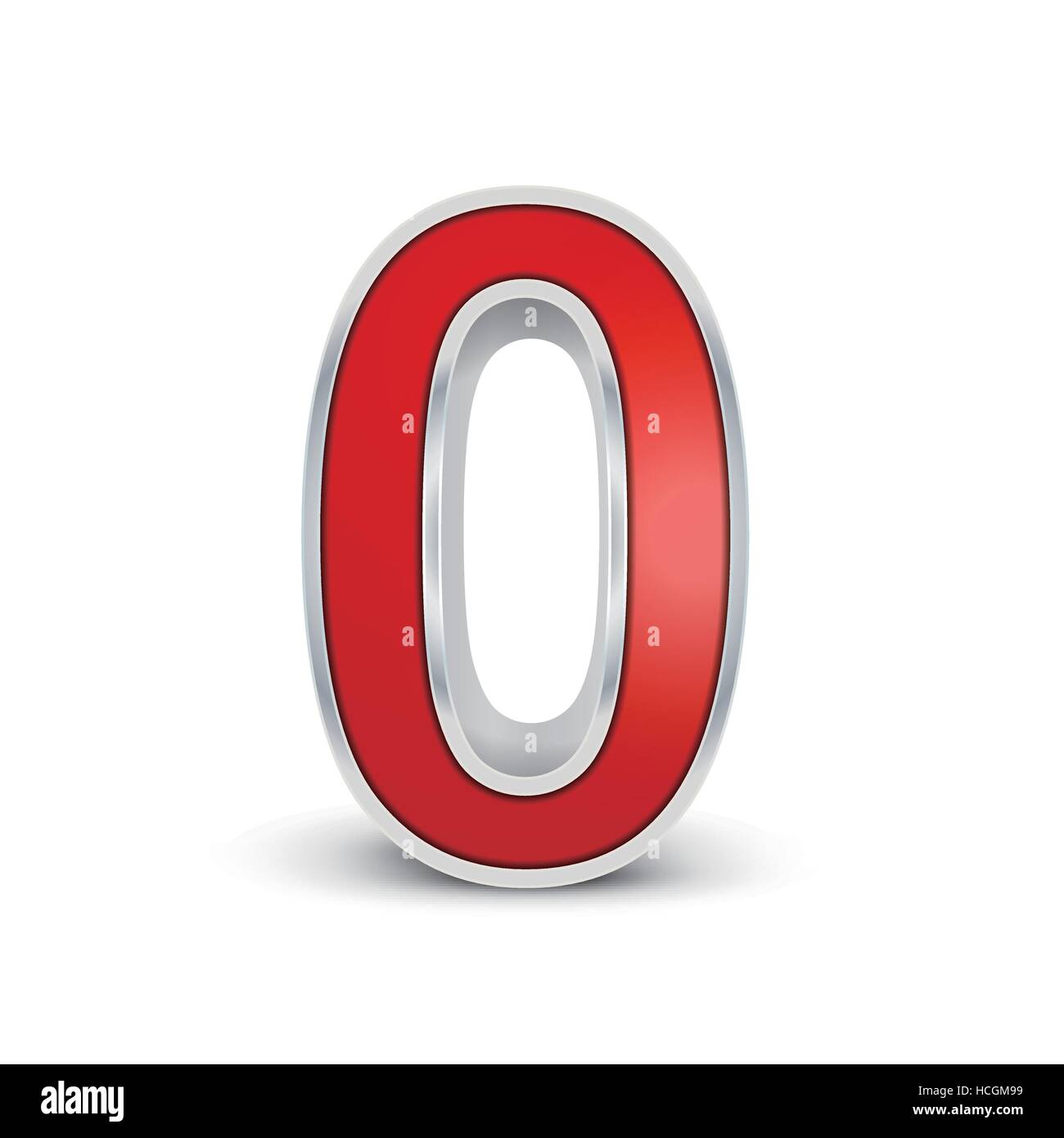 3d red metallic number 0 isolated on white background Stock Vector ...