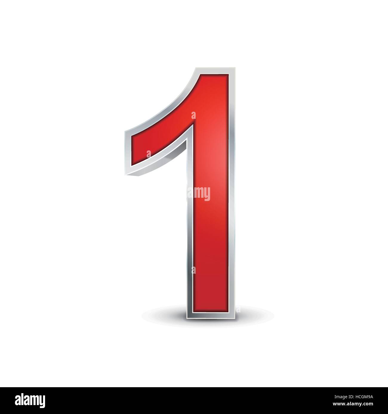 3d red metallic number 1 isolated on white background Stock Vector ...