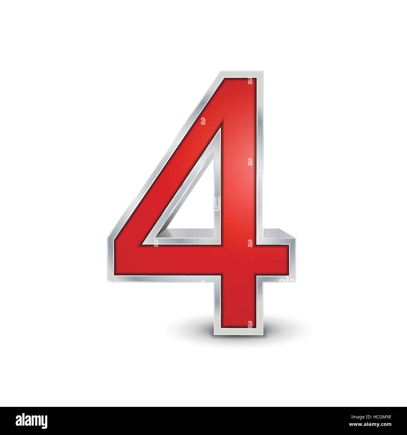 3d red metallic number 4 isolated on white background Stock Vector ...