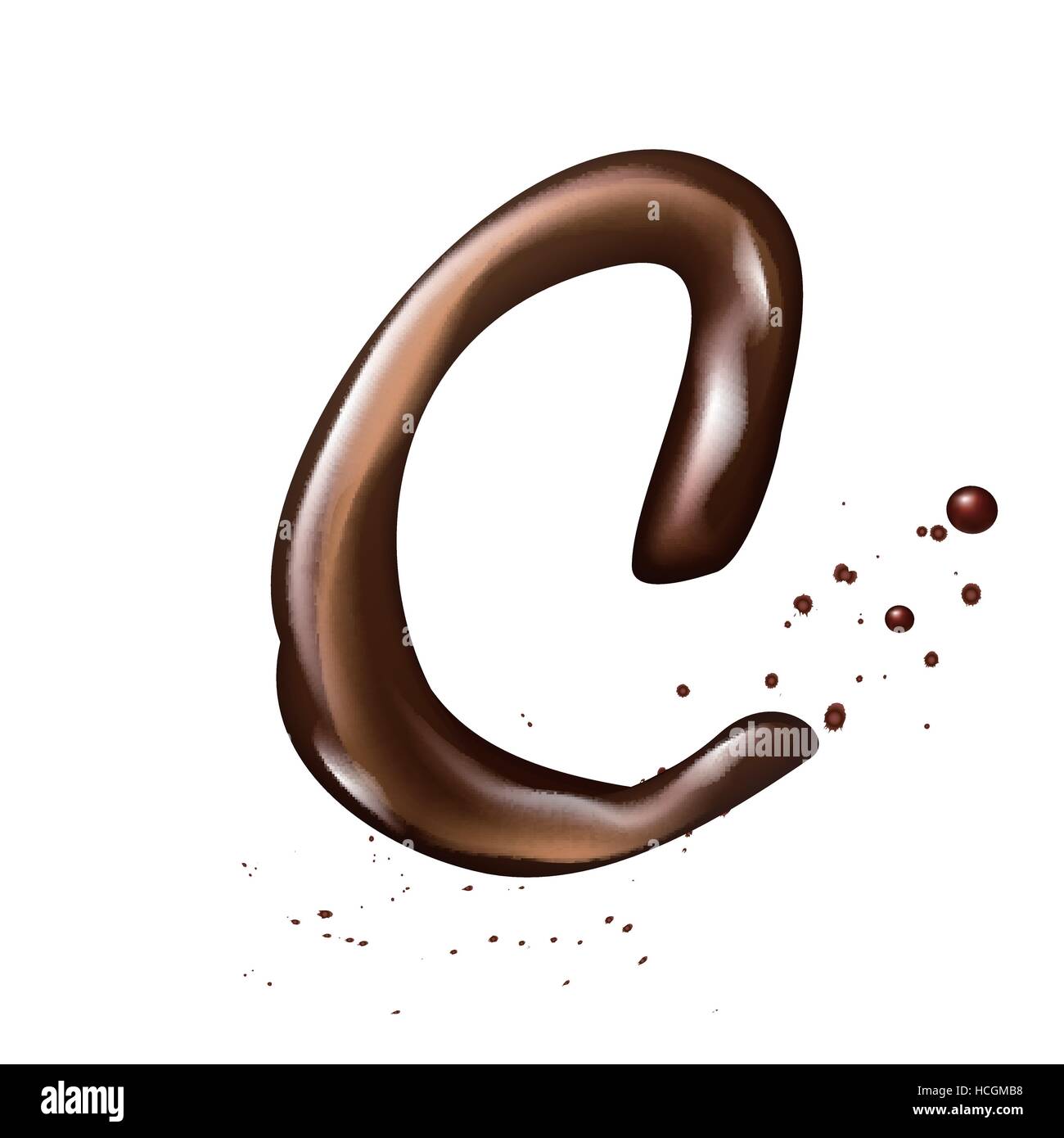 3d liquid chocolate letter C isolated on white background Stock Vector ...