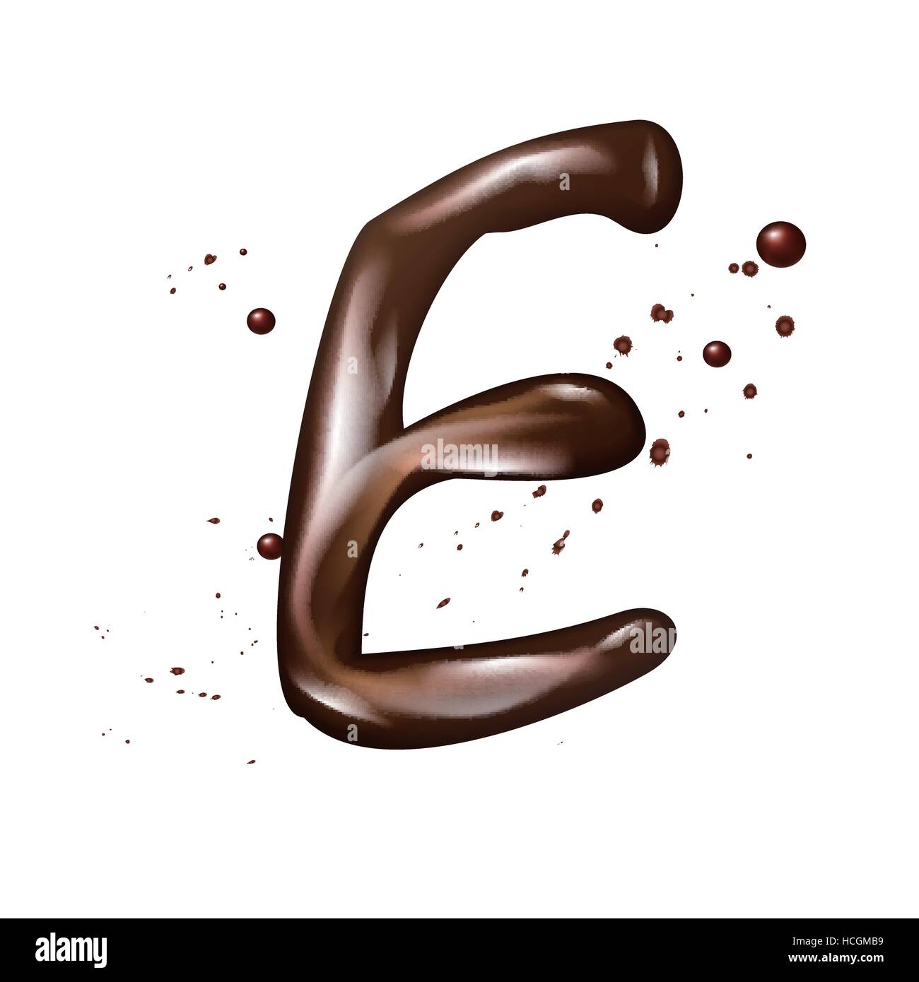 3d liquid chocolate letter E isolated on white background Stock Vector ...