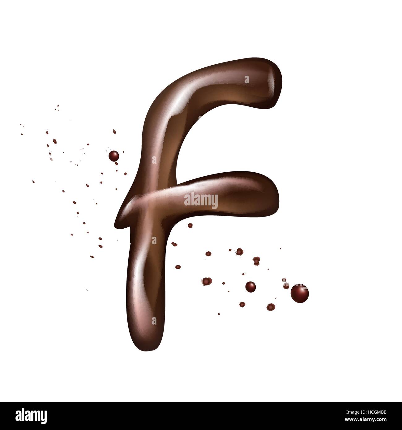 3d liquid chocolate letter F isolated on white background Stock Vector ...