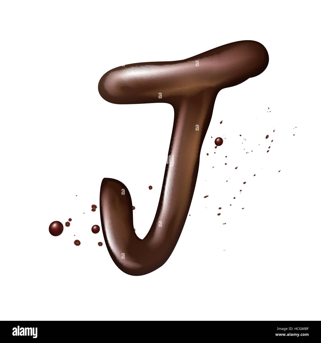 3d liquid chocolate letter J isolated on white background Stock Vector ...