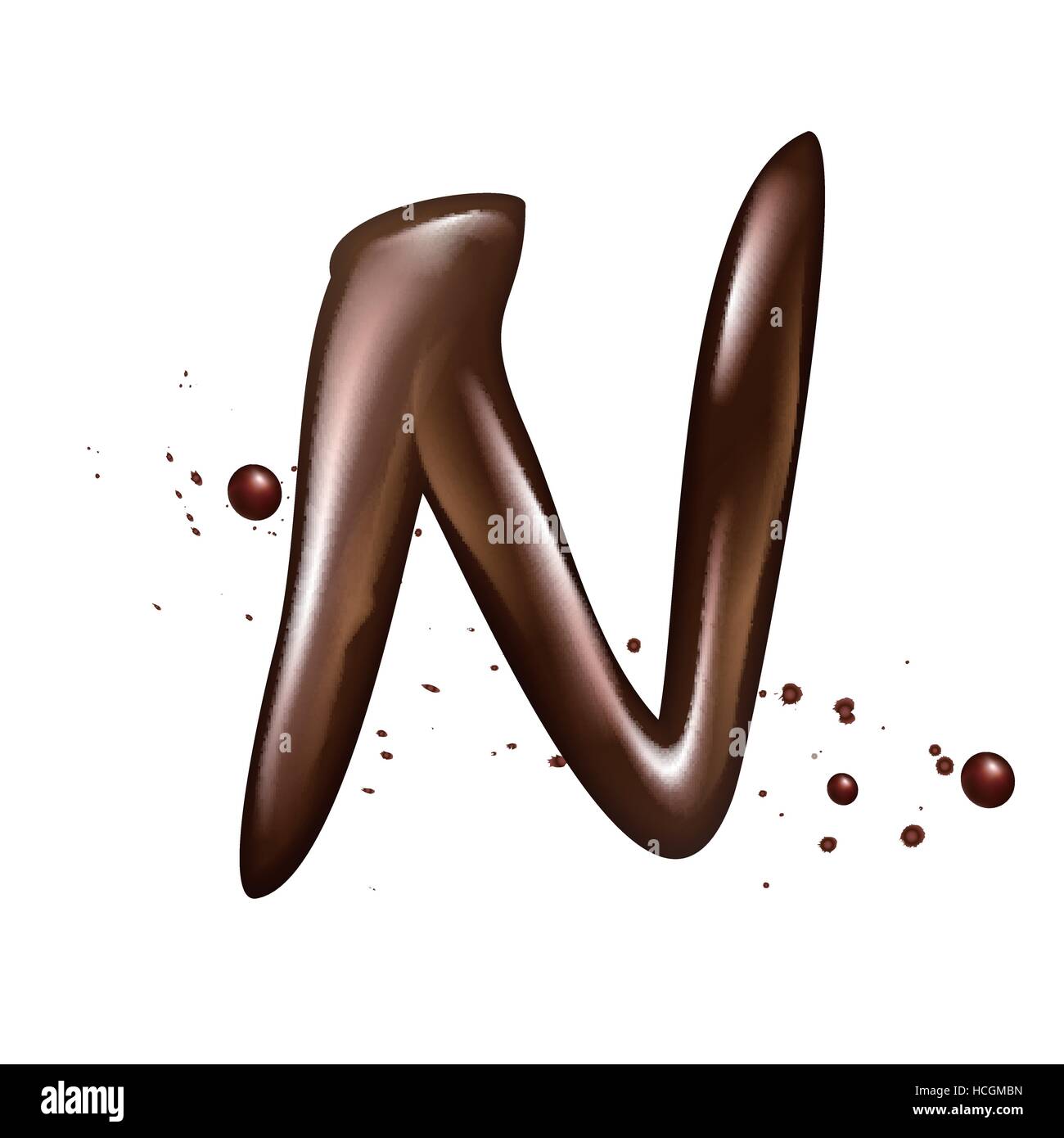 3d liquid chocolate letter N isolated on white background Stock Vector ...