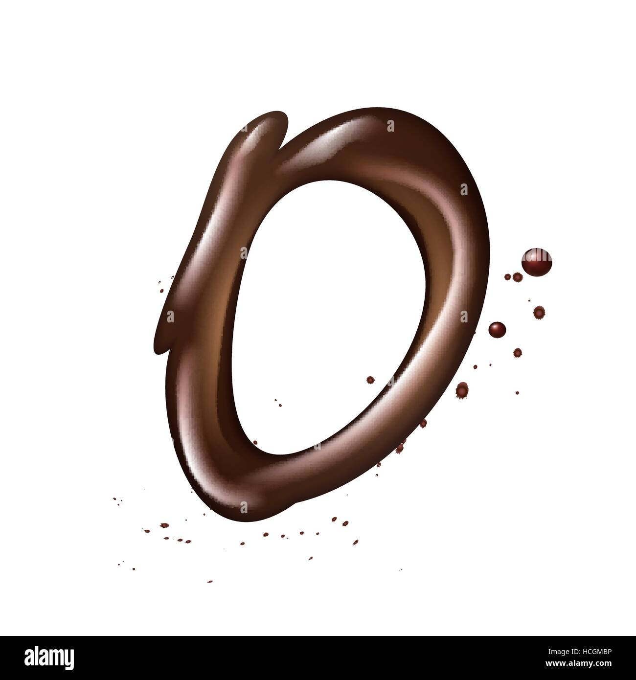 3d liquid chocolate letter O isolated on white background Stock Vector ...