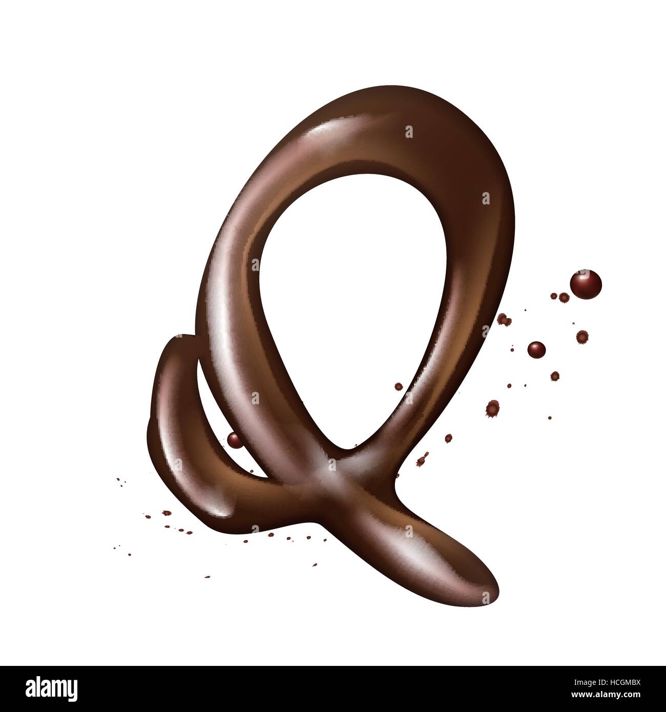 3d liquid chocolate letter Q isolated on white background Stock Vector ...