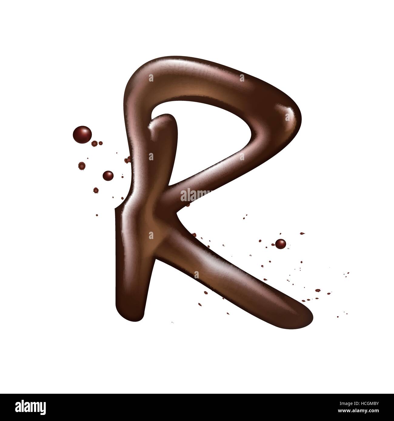 3d liquid chocolate letter R isolated on white background Stock Vector ...