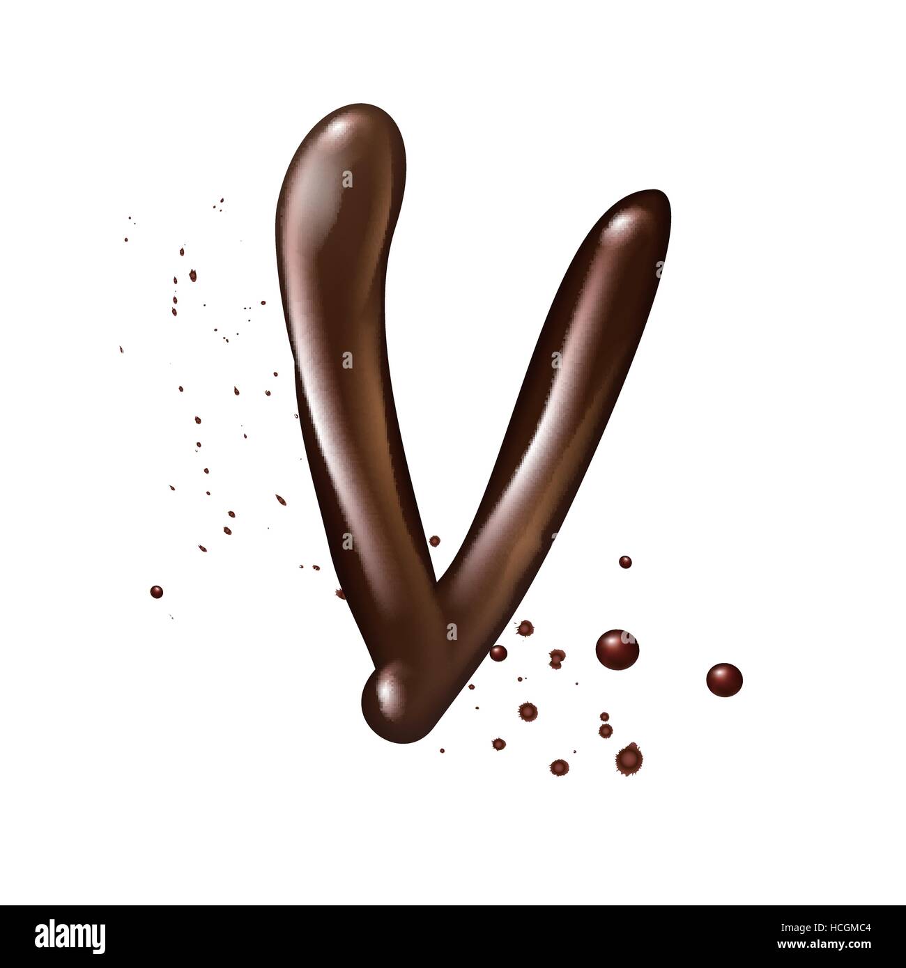 3d liquid chocolate letter V isolated on white background Stock Vector ...