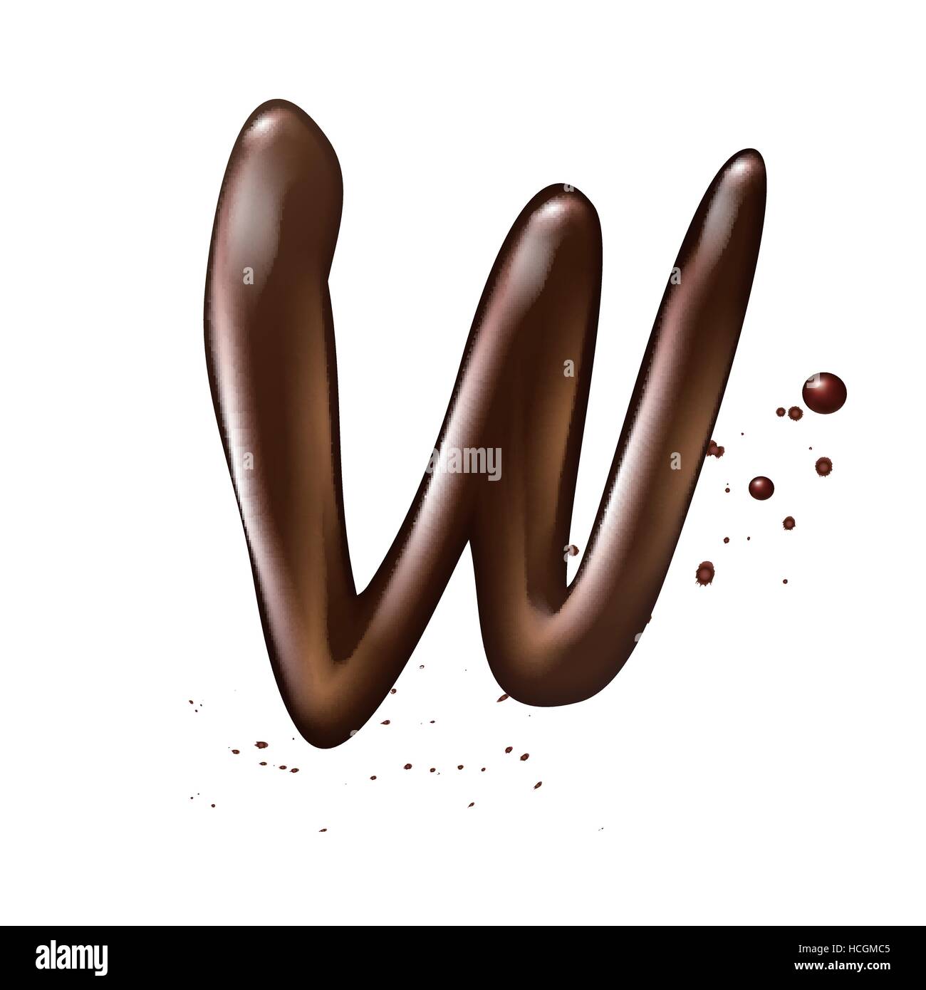 3d liquid chocolate letter W isolated on white background Stock Vector ...