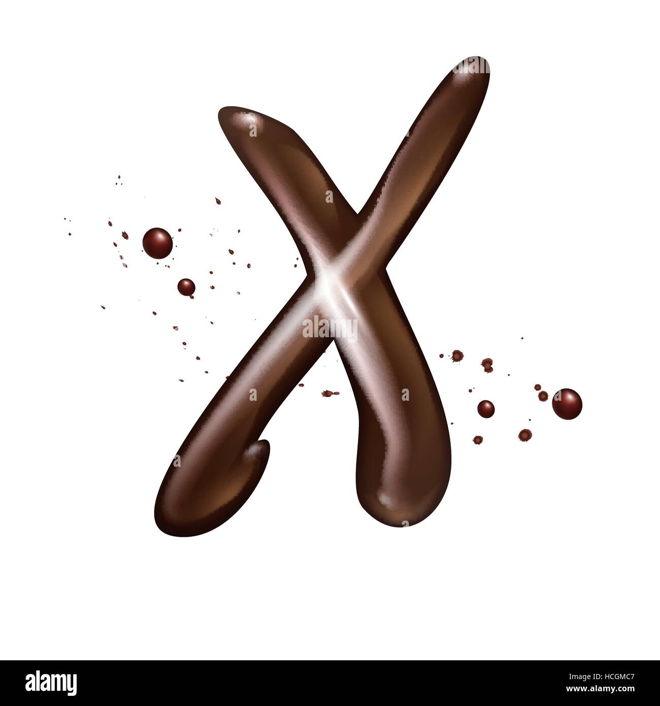 3d liquid chocolate letter X isolated on white background Stock Vector ...