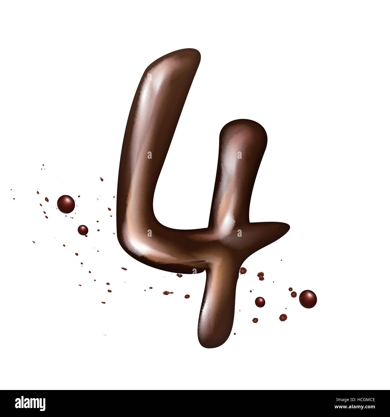 3d liquid chocolate number 4 isolated on white background Stock Vector ...