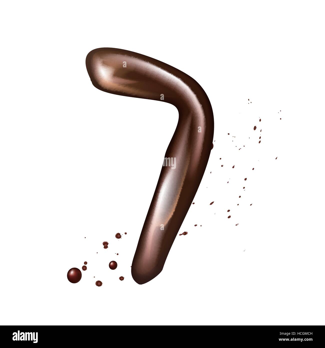 3d liquid chocolate number 7 isolated on white background Stock Vector ...