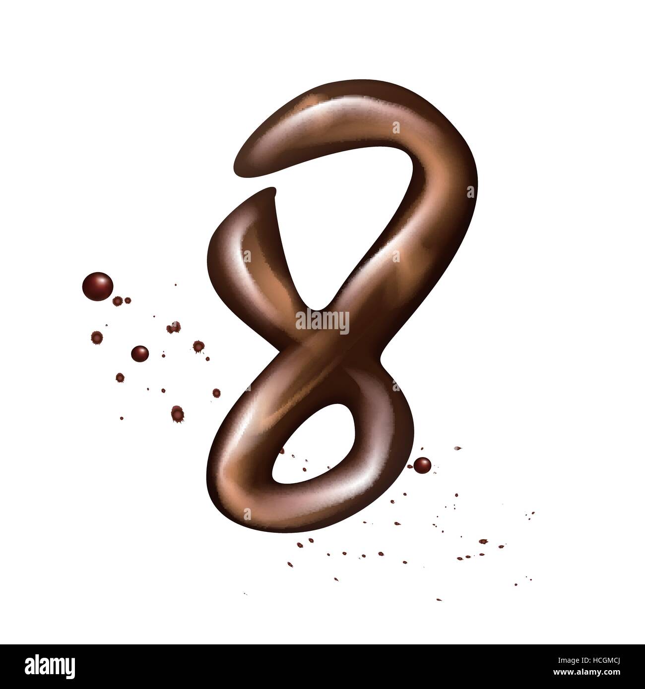 3d liquid chocolate number 8 isolated on white background Stock Vector ...