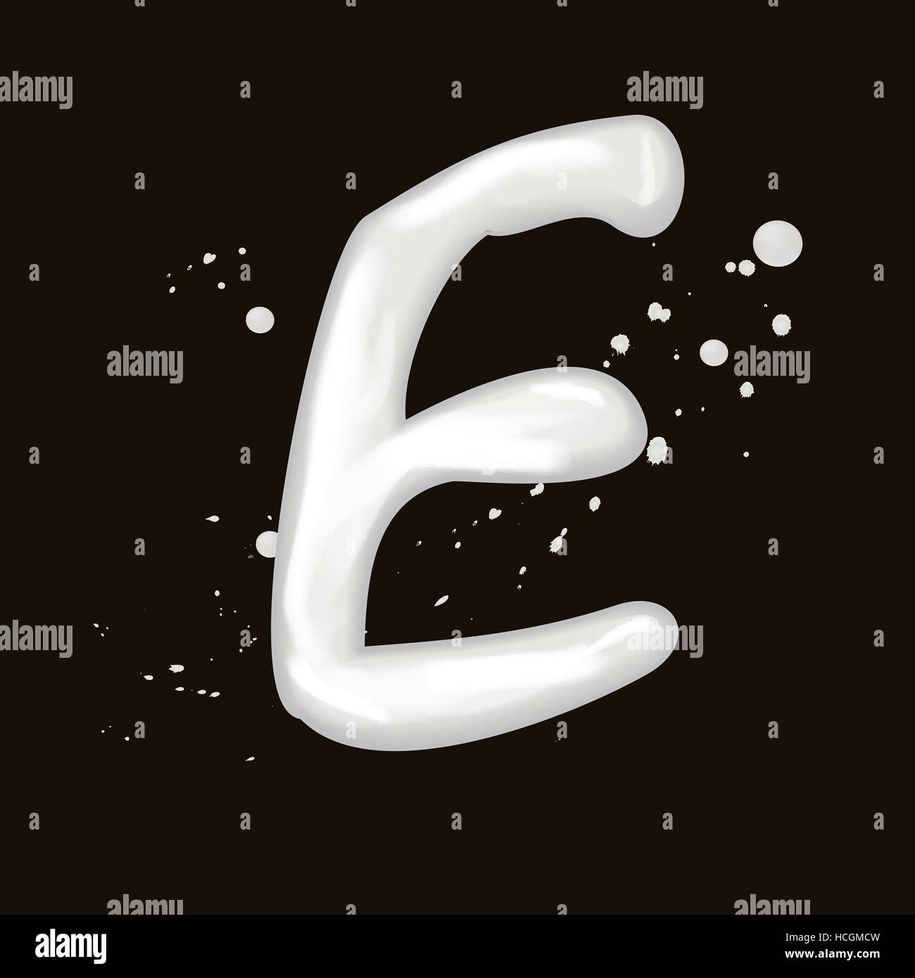3d milk letter E isolated on black background Stock Vector Image & Art ...