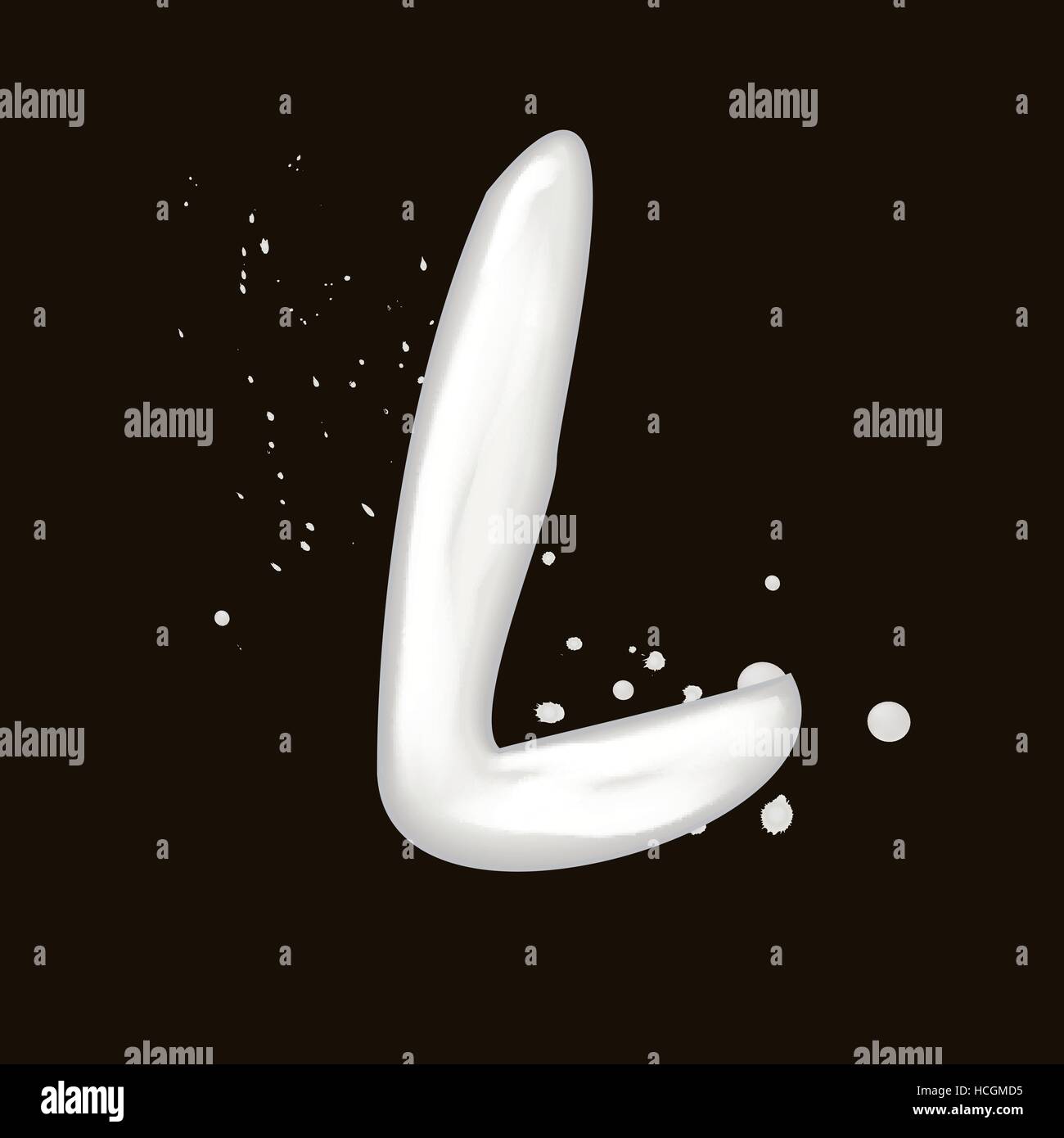 3d milk letter L isolated on black background Stock Vector Image & Art ...