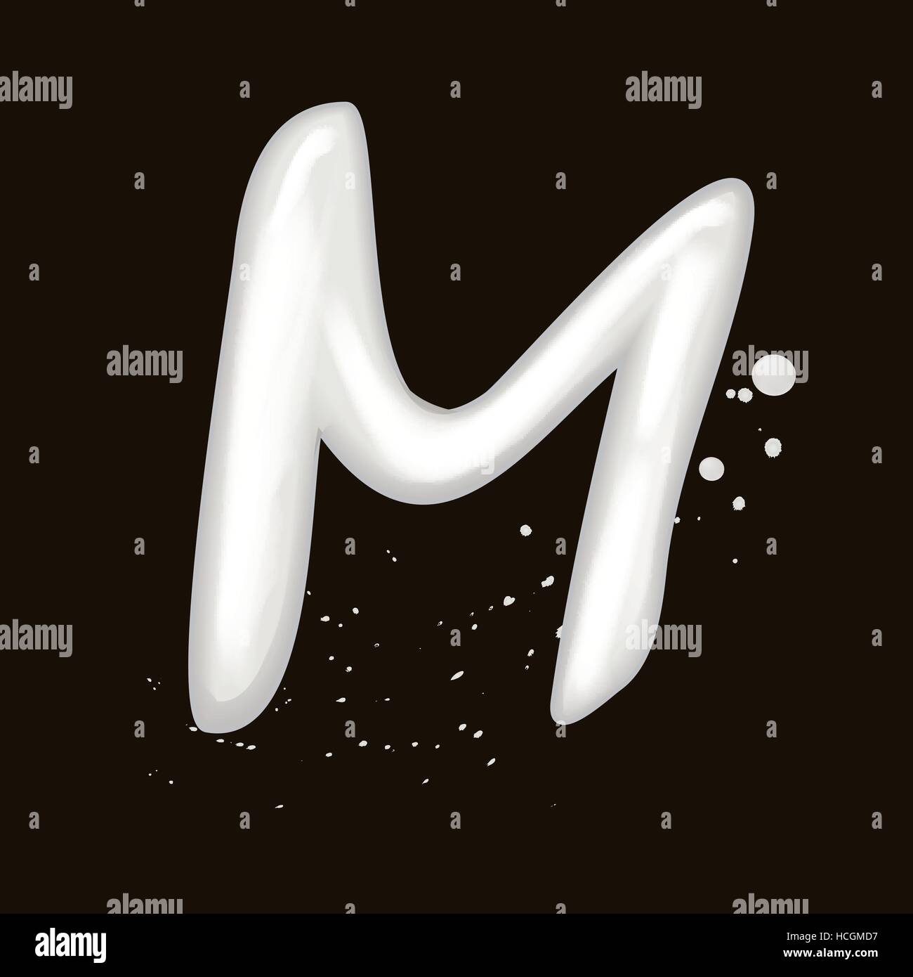 3d milk letter M isolated on black background Stock Vector Image & Art ...
