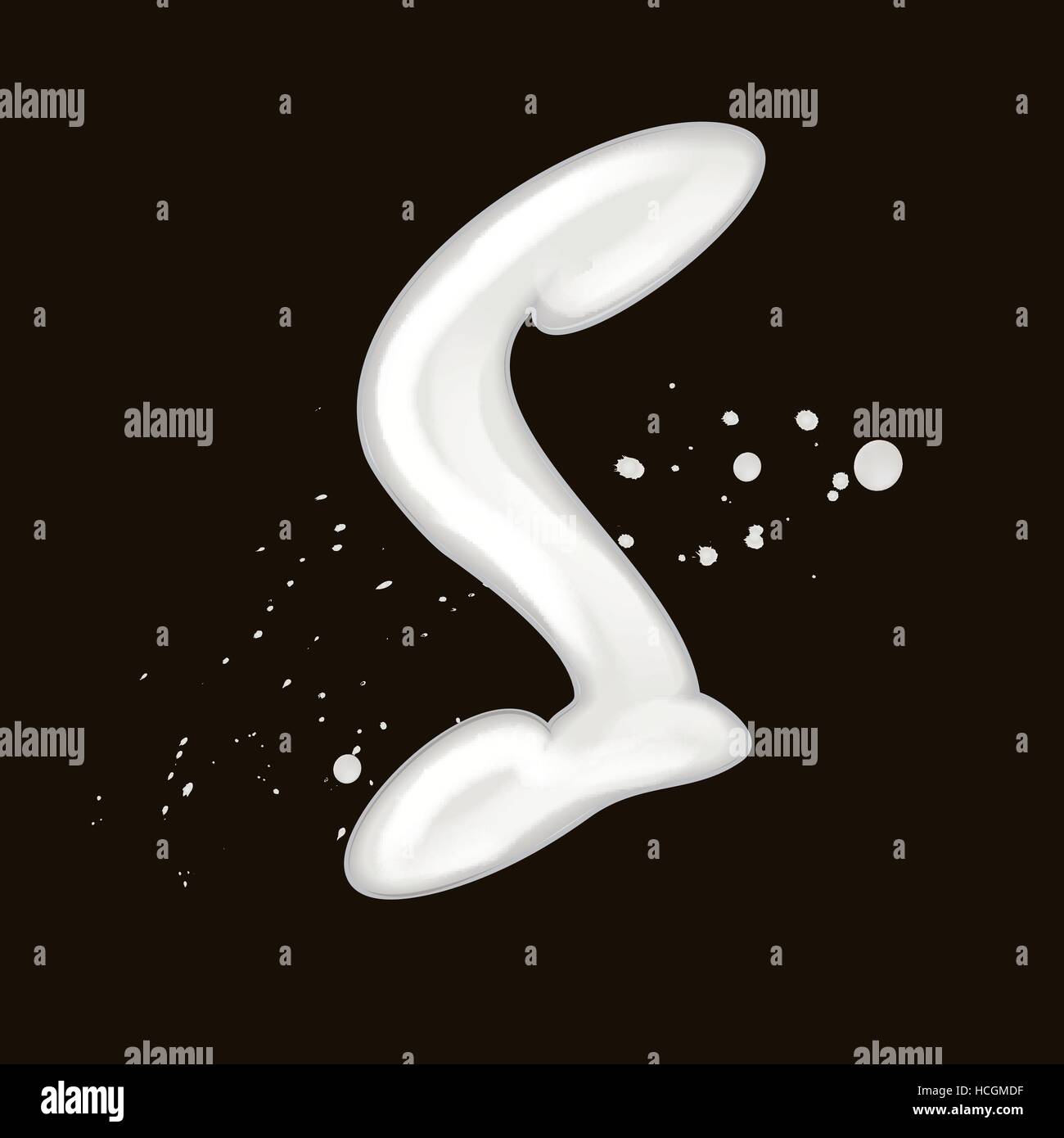 3d milk letter S isolated on black background Stock Vector Image & Art ...