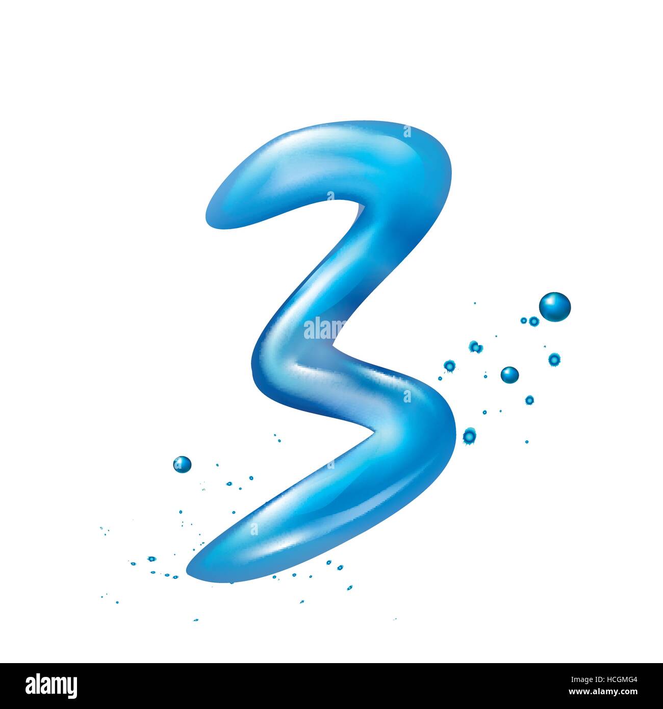 3d water number 3 isolated on white background Stock Vector Image & Art ...
