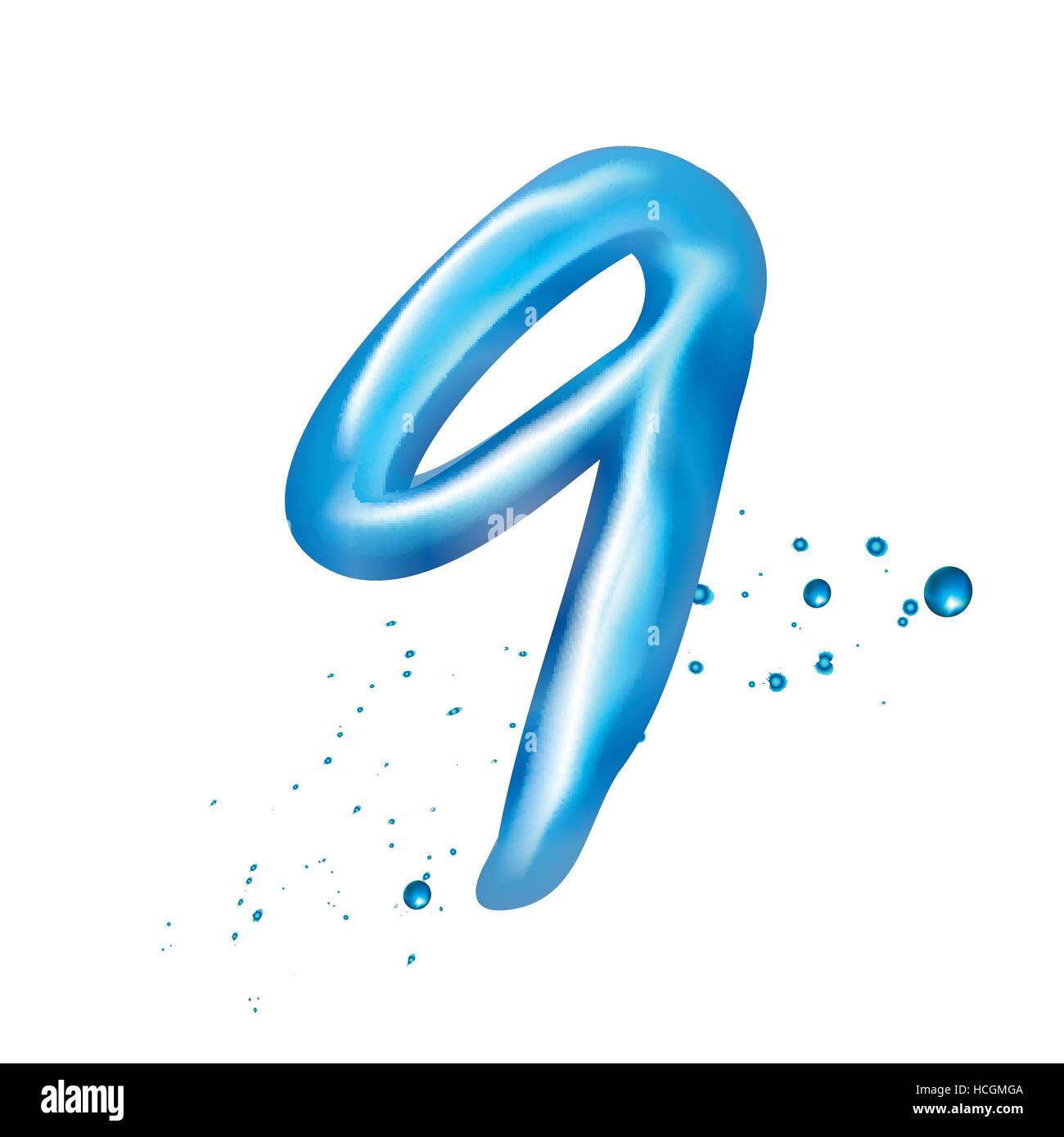 3d water number 9 isolated on white background Stock Vector Image & Art ...