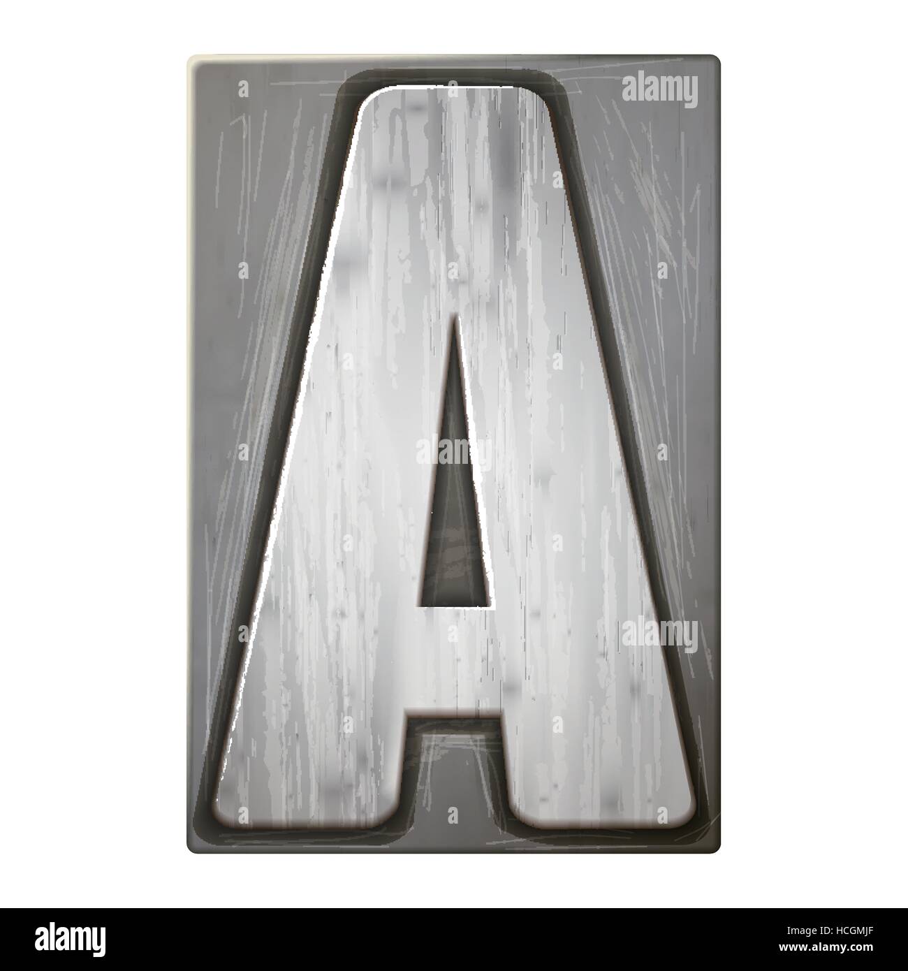 3d silver letterpress alphabet A isolated on white background Stock ...