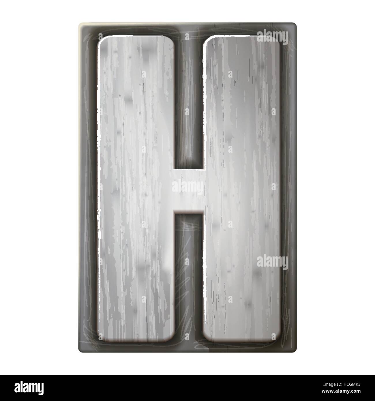 3d silver letterpress alphabet H isolated on white background Stock ...