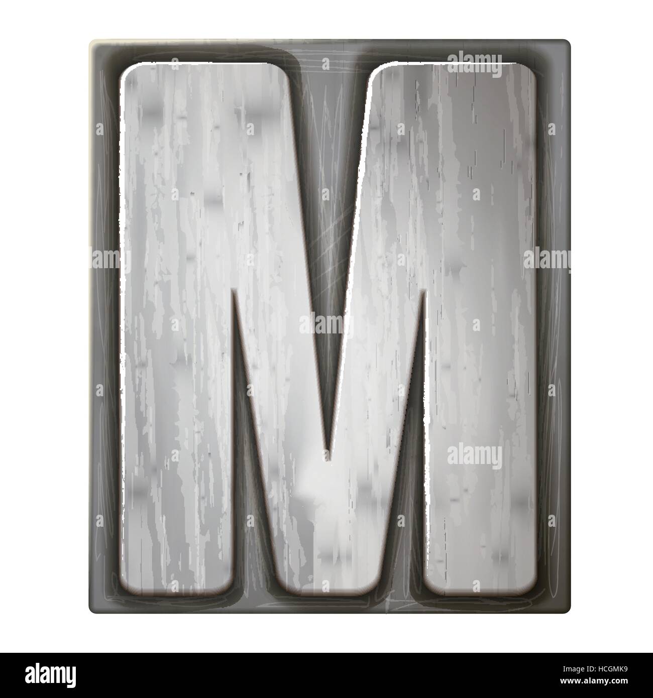 3d silver letterpress alphabet M isolated on white background Stock ...