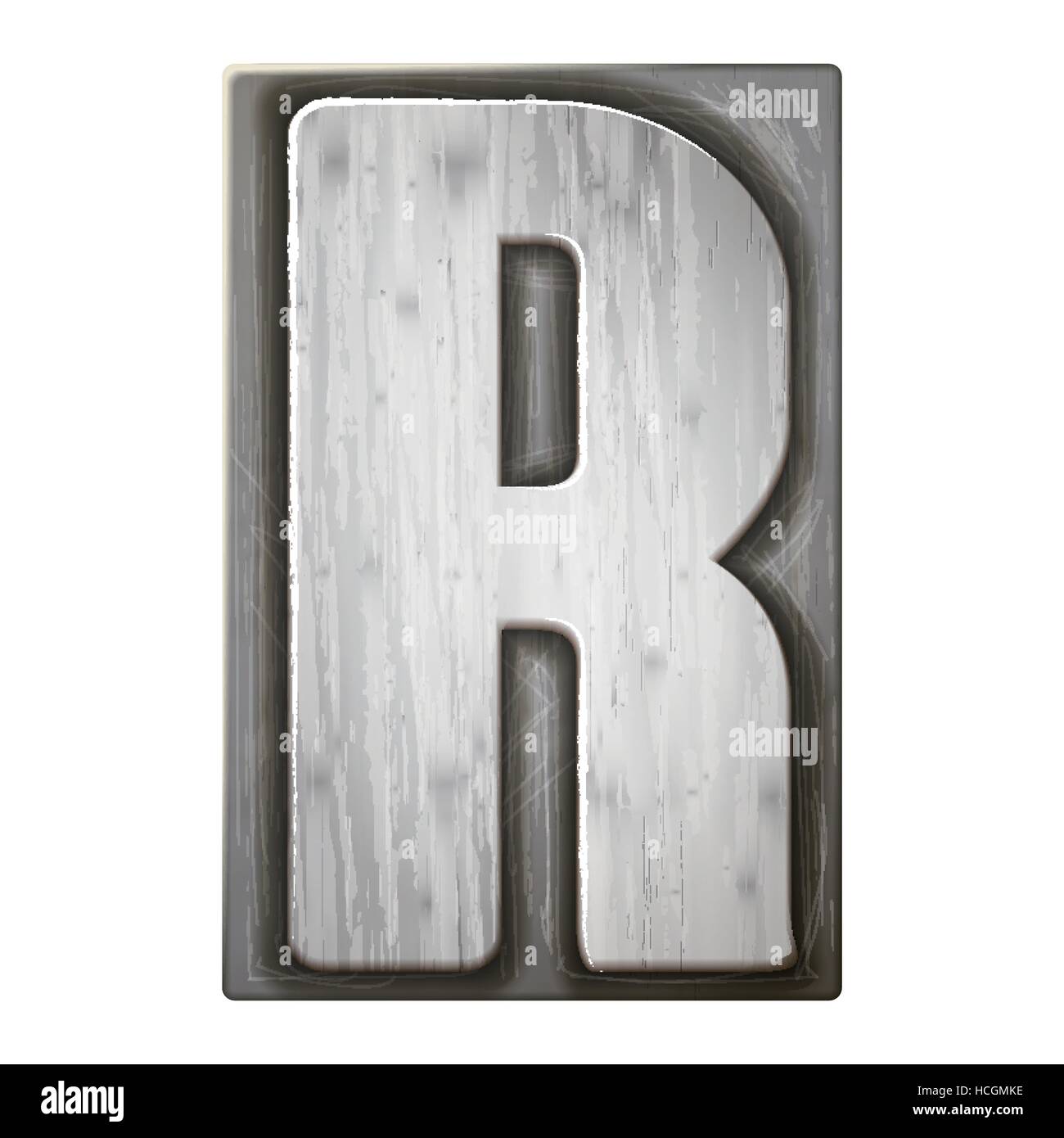 3d silver letterpress alphabet R isolated on white background Stock ...