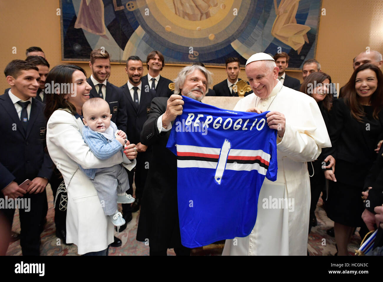 Pope Francis meets Sampdoria team with president Massimo Ferrero during ...