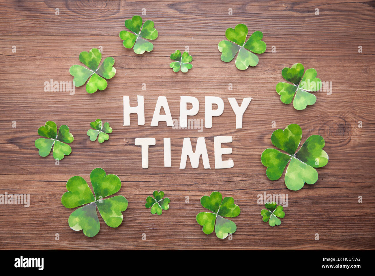 English message with four-leaf clovers Stock Photo - Alamy