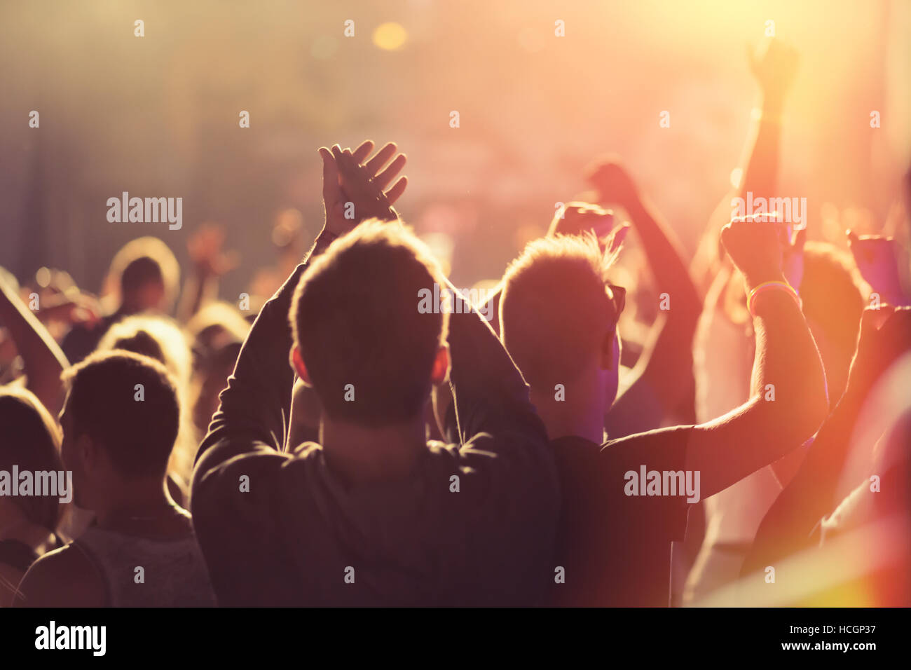 People dancing and cheering at music festival Stock Photo - Alamy