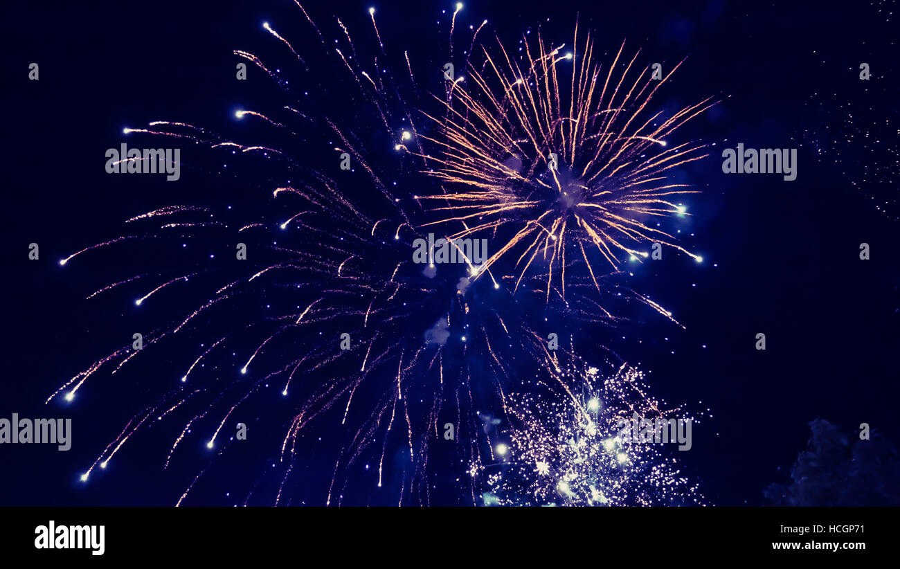 Beautiful real fireworks during celebration Stock Photo - Alamy