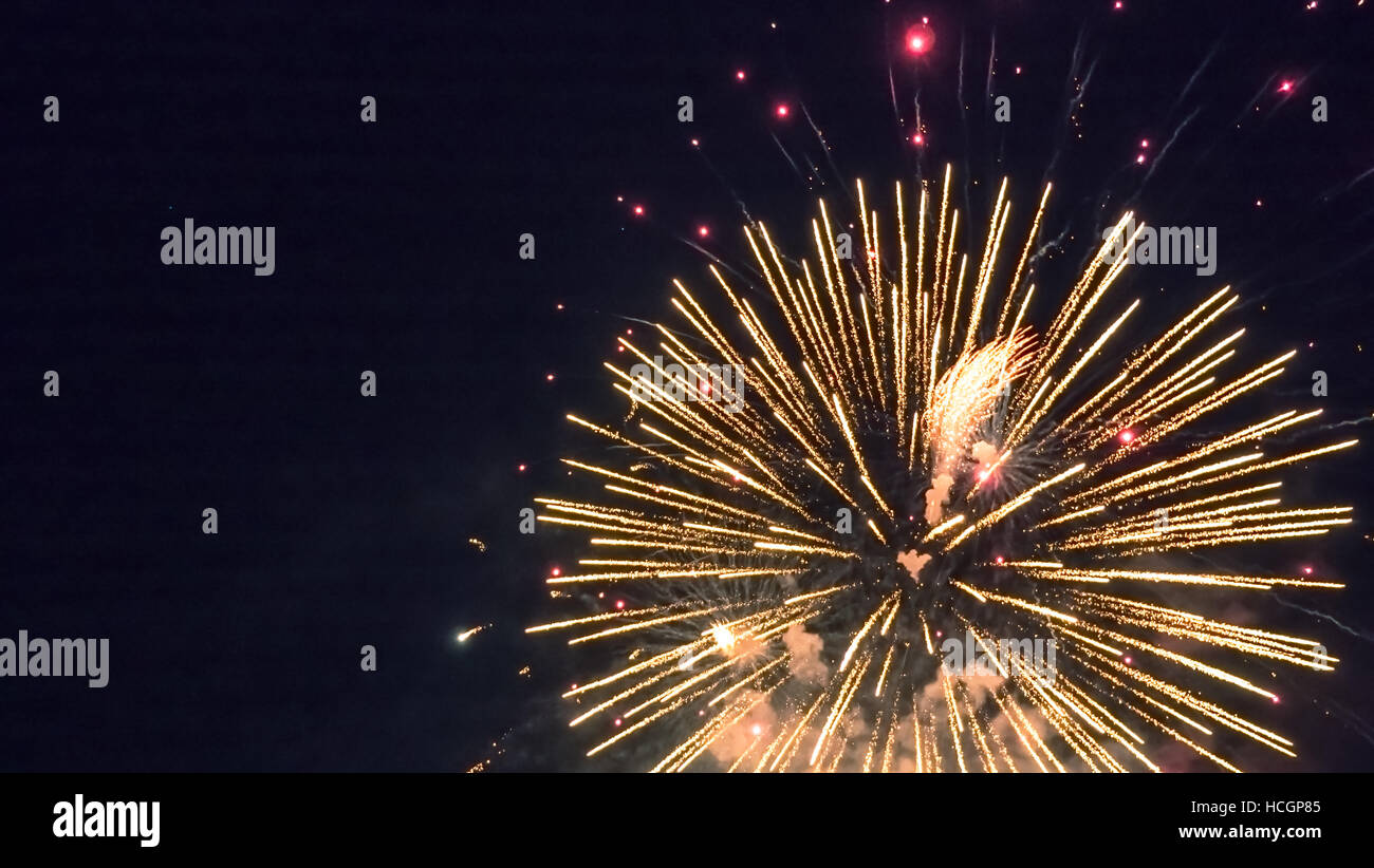 Beautiful real fireworks during celebration Stock Photo - Alamy