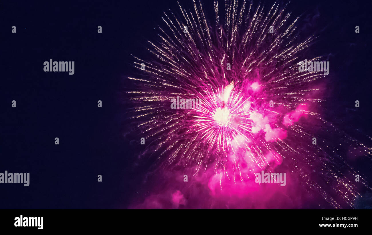 Beautiful real fireworks during celebration Stock Photo - Alamy