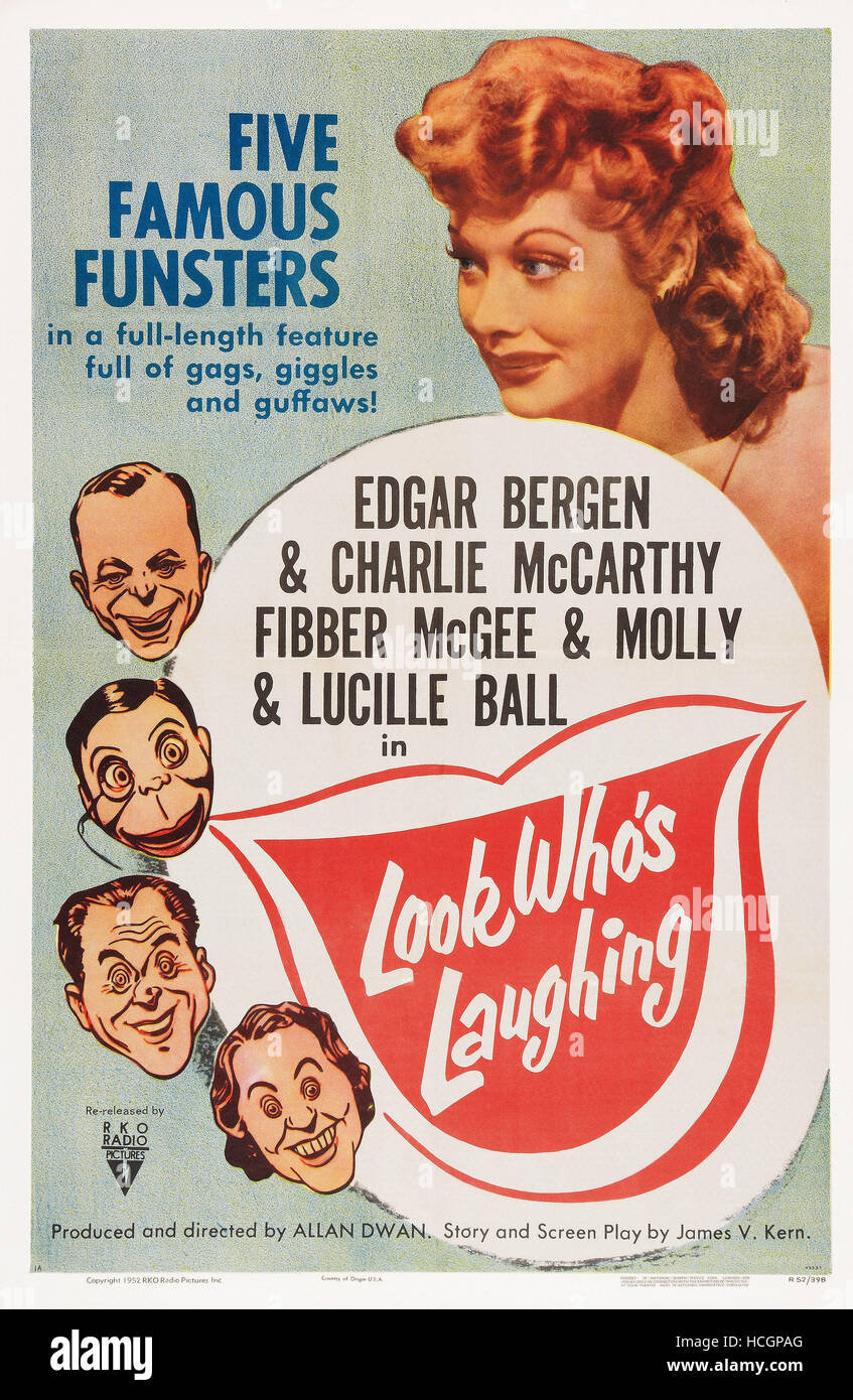 LOOK WHO'S LAUGHING, US poster art, counter clockwise from top right ...