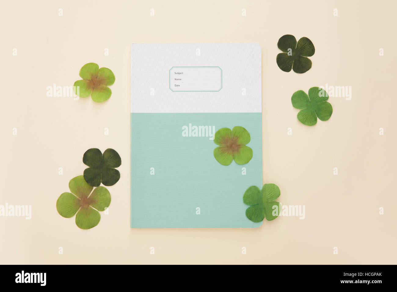 Card with four-leaf clovers Stock Photo - Alamy