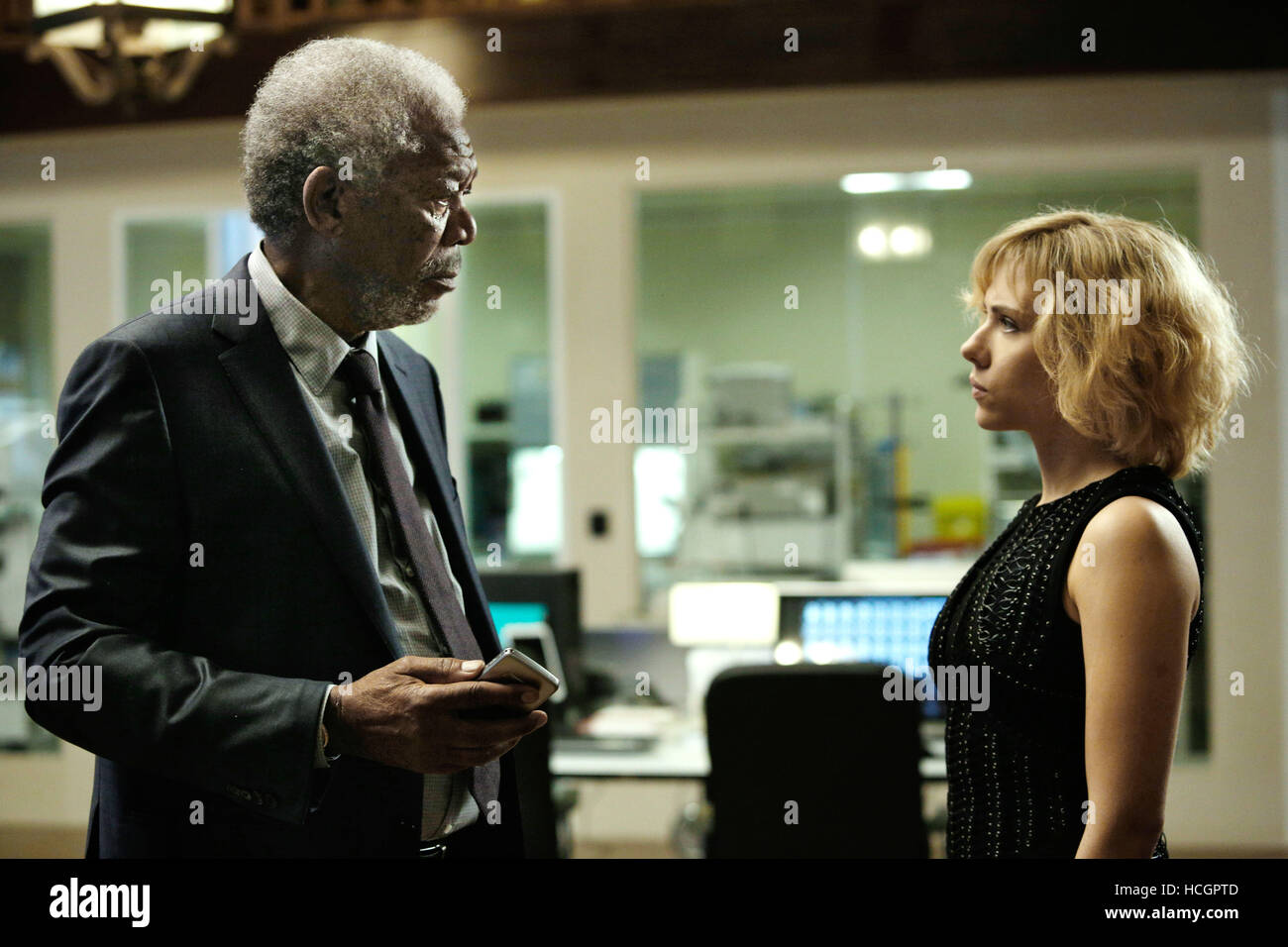 LUCY, from left: Morgan Freeman, Scarlett Johansson, 2014. ph: Jessica ...
