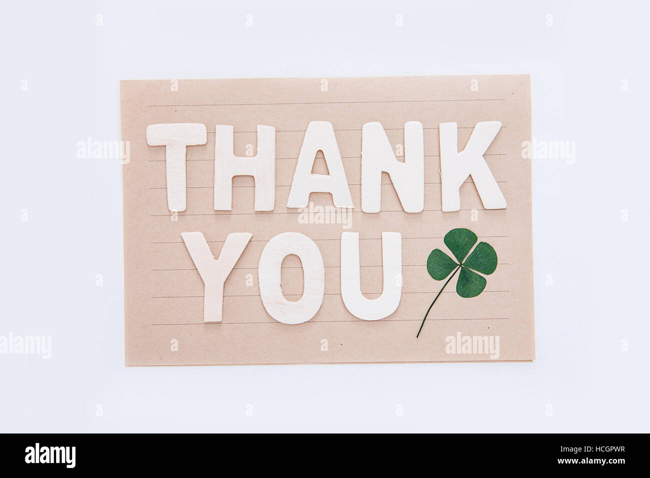 Gratitude message with four-leaf clover Stock Photo - Alamy