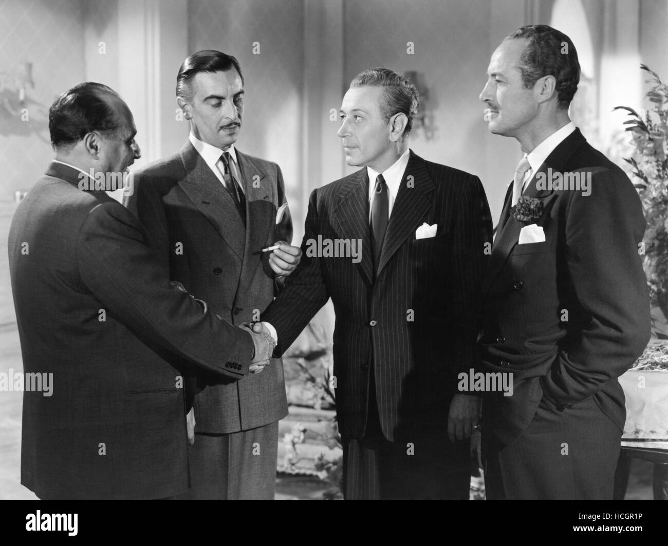LUCKY NICK CAIN, shaking hands from left: Pter Illing, George Raft ...