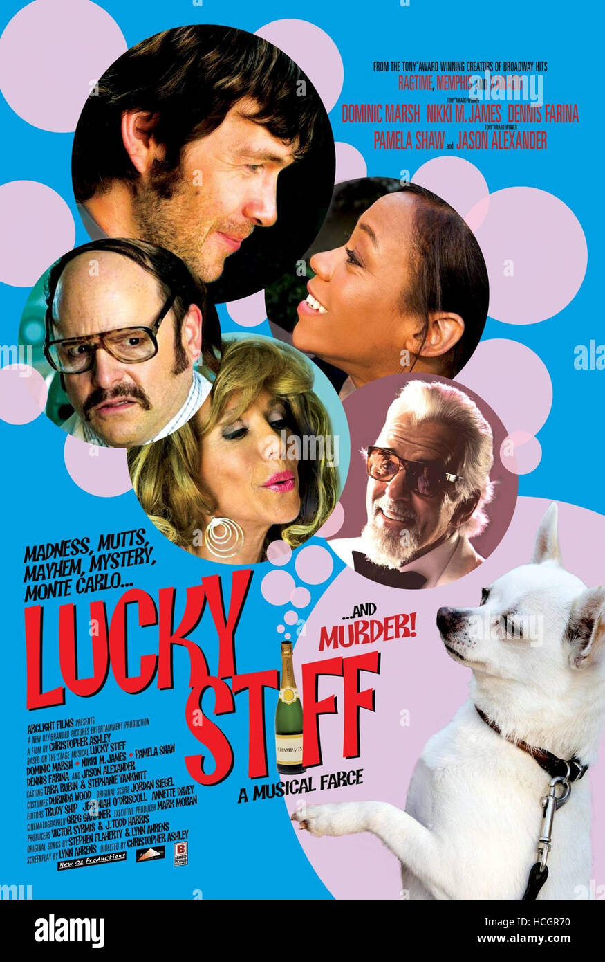 LUCKY STIFF, poster, clockwise from top: Dominic Marsh, Nikki M. James ...