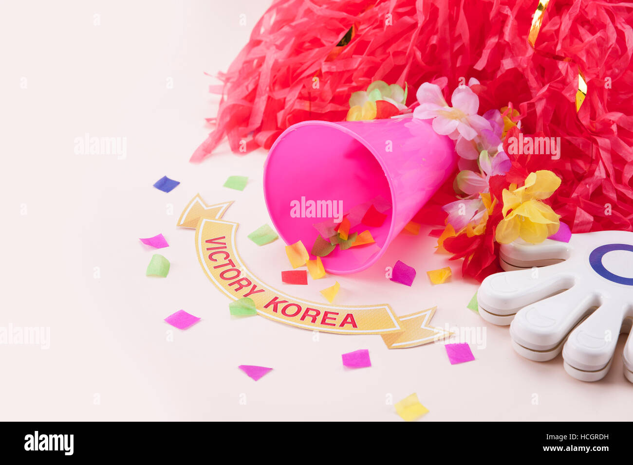 Cheering message and cheering tools Stock Photo - Alamy