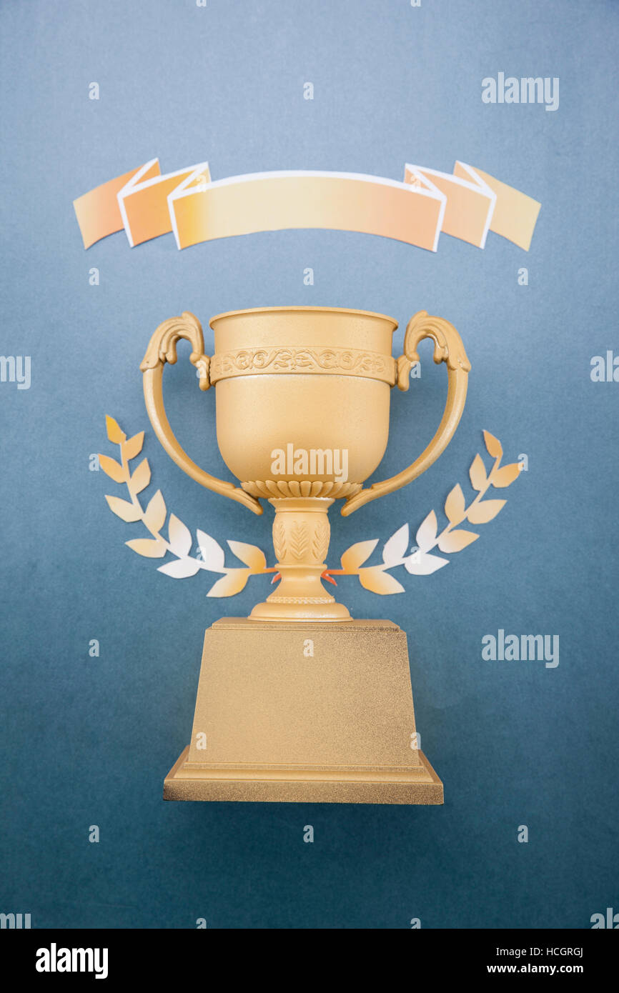 Golden trophy with ribbon Stock Photo - Alamy